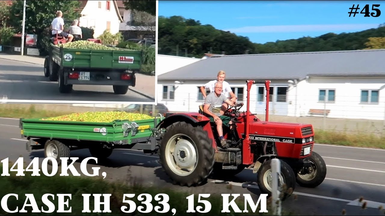 1440KG Mostobst mit Case IH 533 15 Kilometer transportieren ...