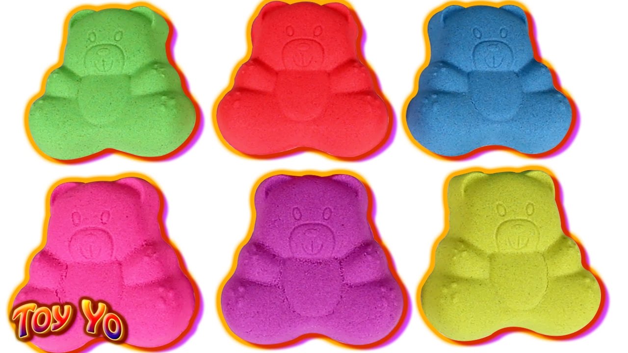 DIY Learn Colors with Colorful Lovely Kinetic Sand BEARS - YouTube