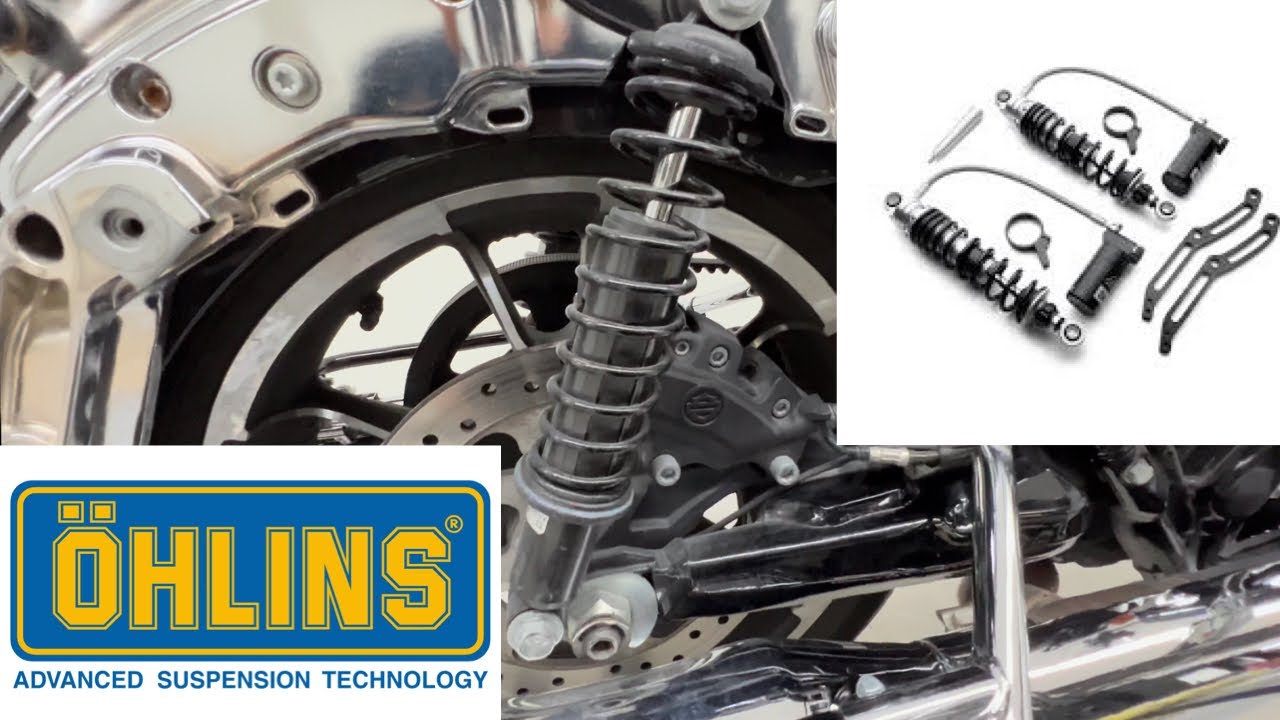 Ohlins Screaming Eagle Remote reservoir rear shocks - YouTube