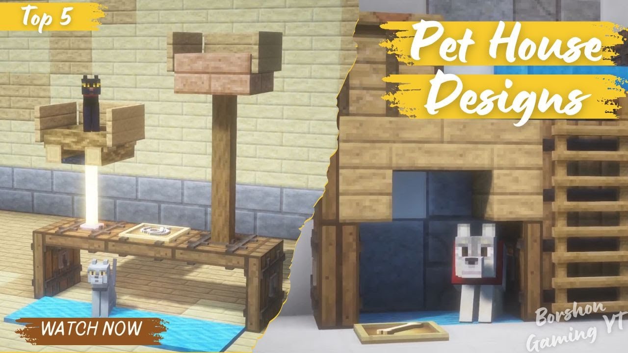 How To Build Minecraft : Top 5 Pet House Designs..! [Easy] - YouTube