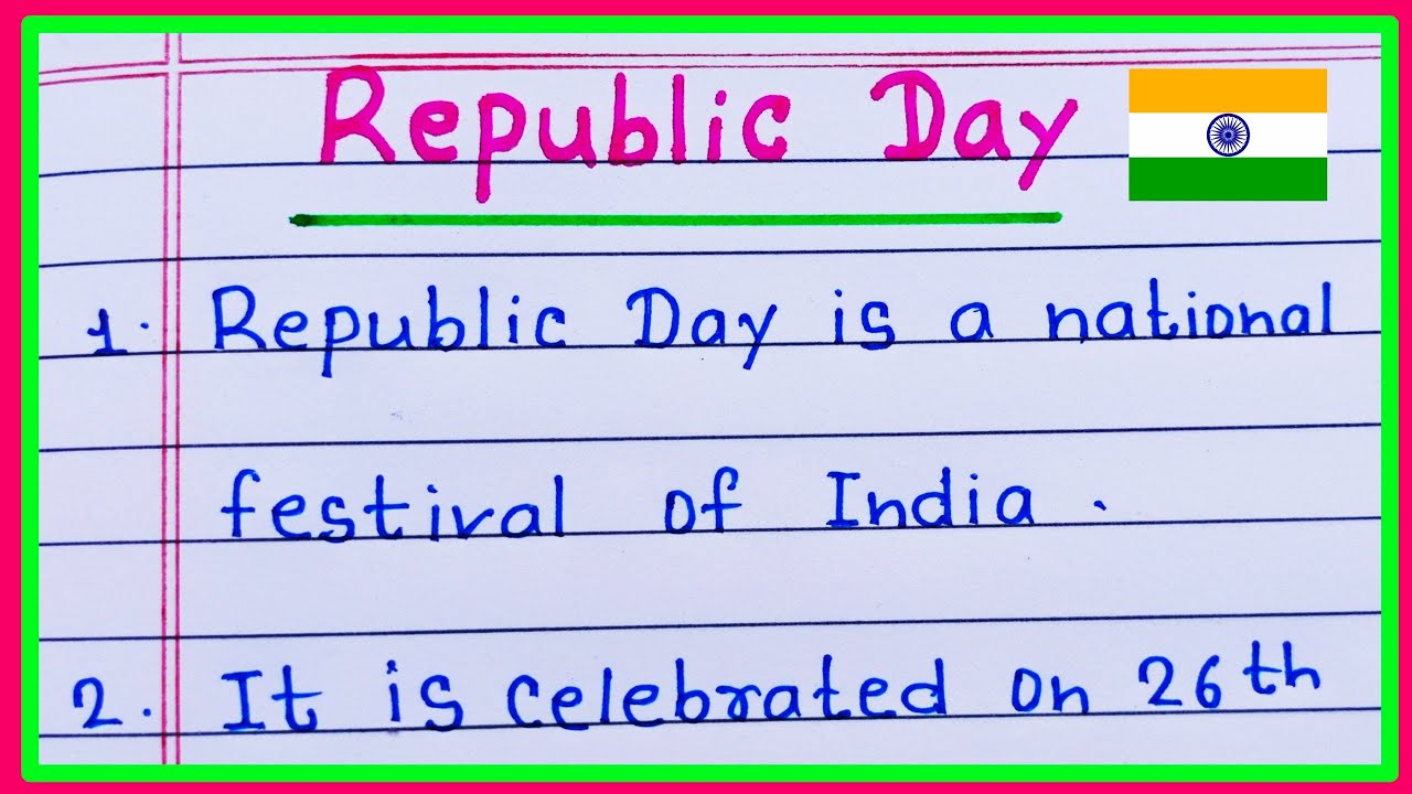 5 Lines on Republic Day in English/26 January Par Essay English Mein ...
