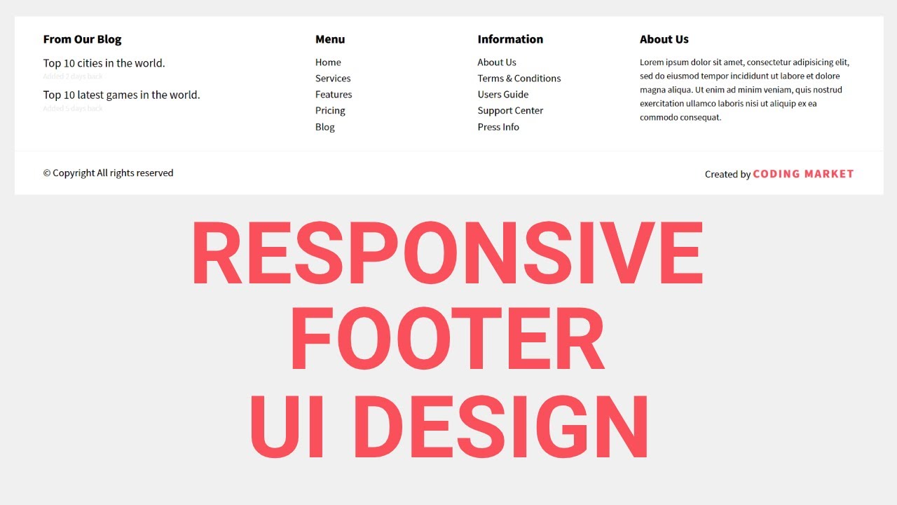 Responsive Footer UI Design in HTML and CSS || Footer UI Design - YouTube