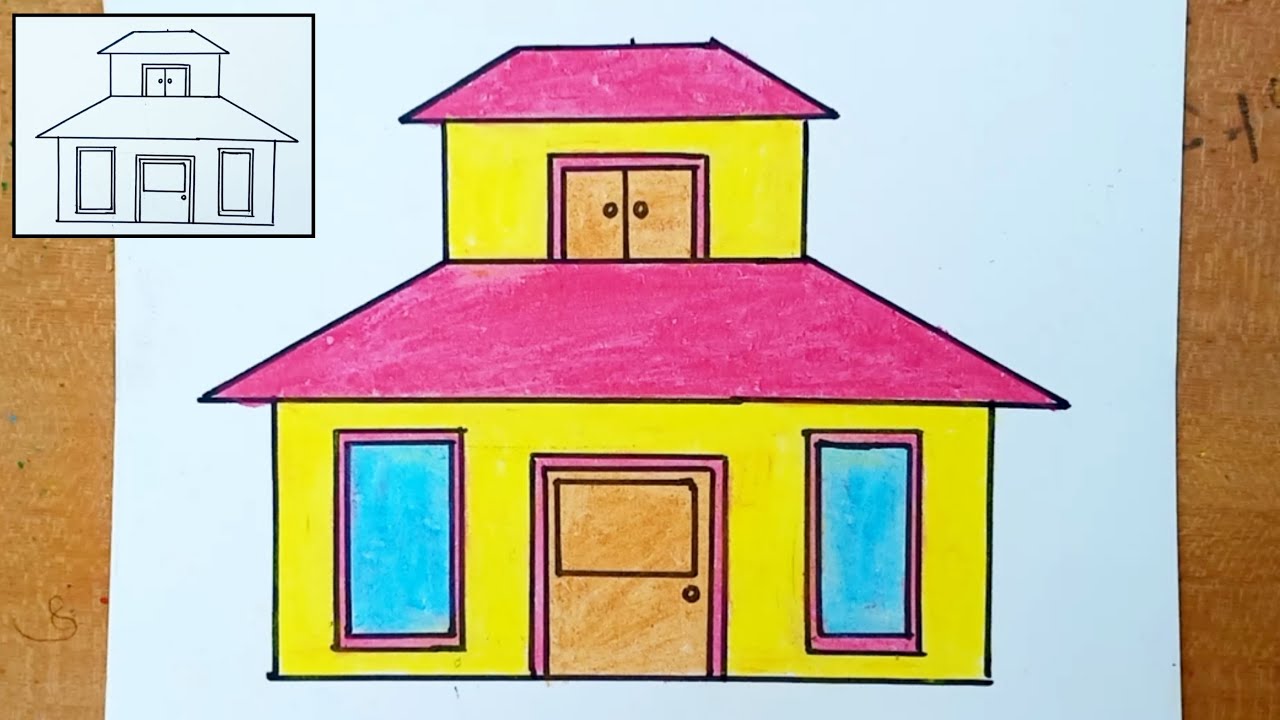 how to draw level house |Drawing easy house - YouTube