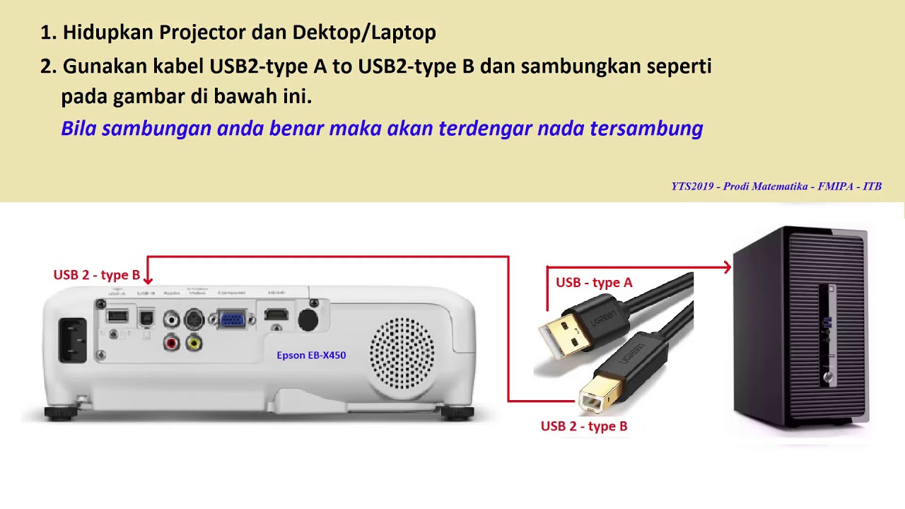 Koneksi Projector Epson EB X450 via USB2 type B - YouTube