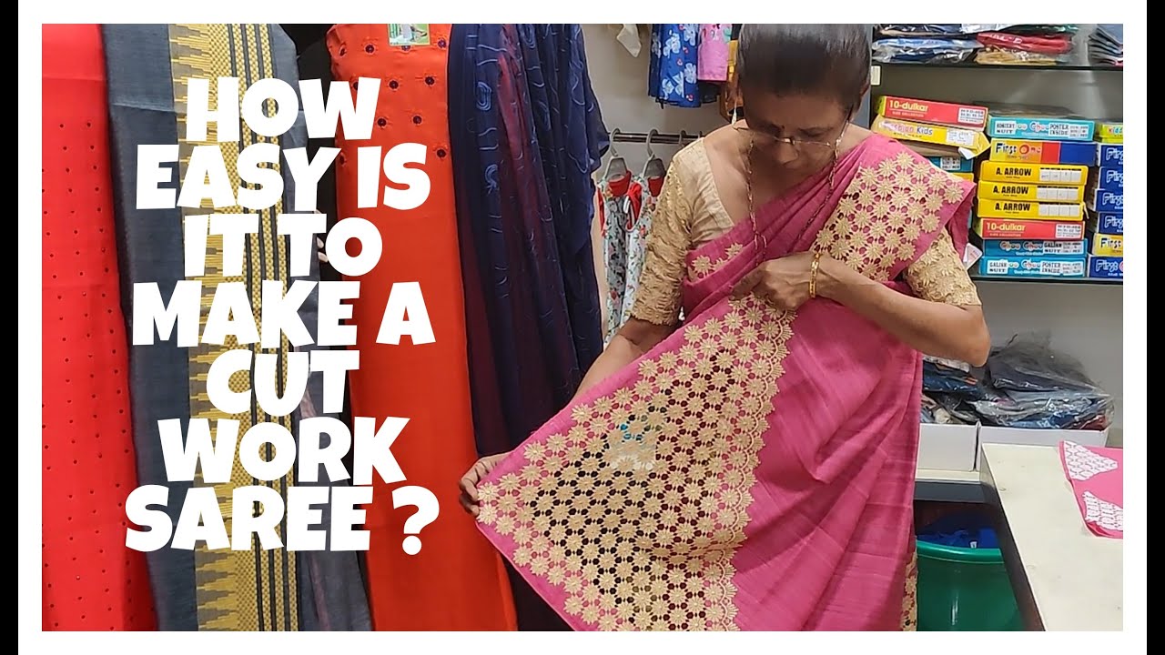 Easy Cut Work Saree design - YouTube