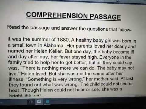 Class 4 English Comprehension Passage by Mrs Jaya - YouTube