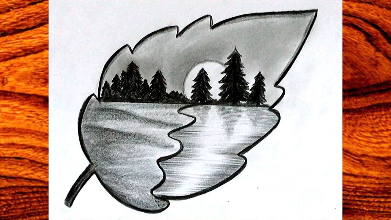 Cute Scenery Drawing easy for beginners very easy😍😍😍 || Scenery drawing ...