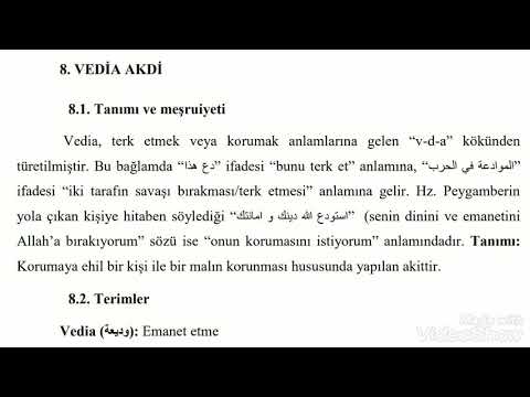 İslâm HUKUKU VEDİA Akdi