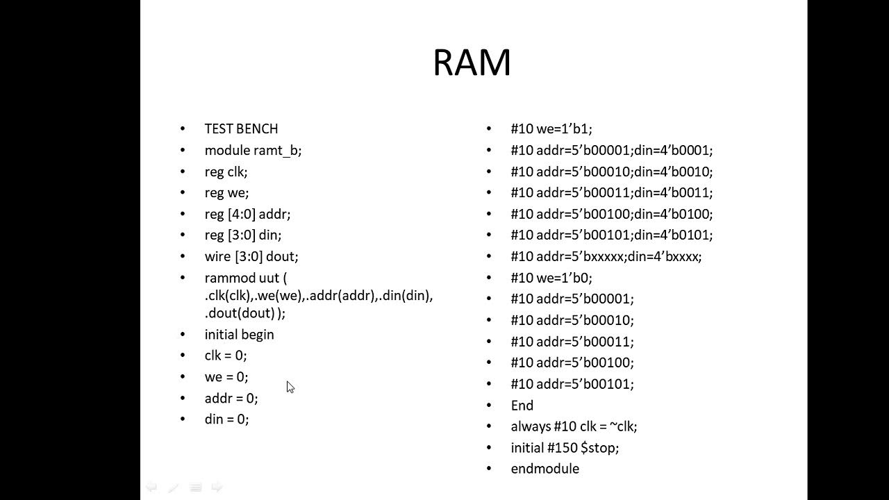 RAM Verilog code and Test Bench code - YouTube