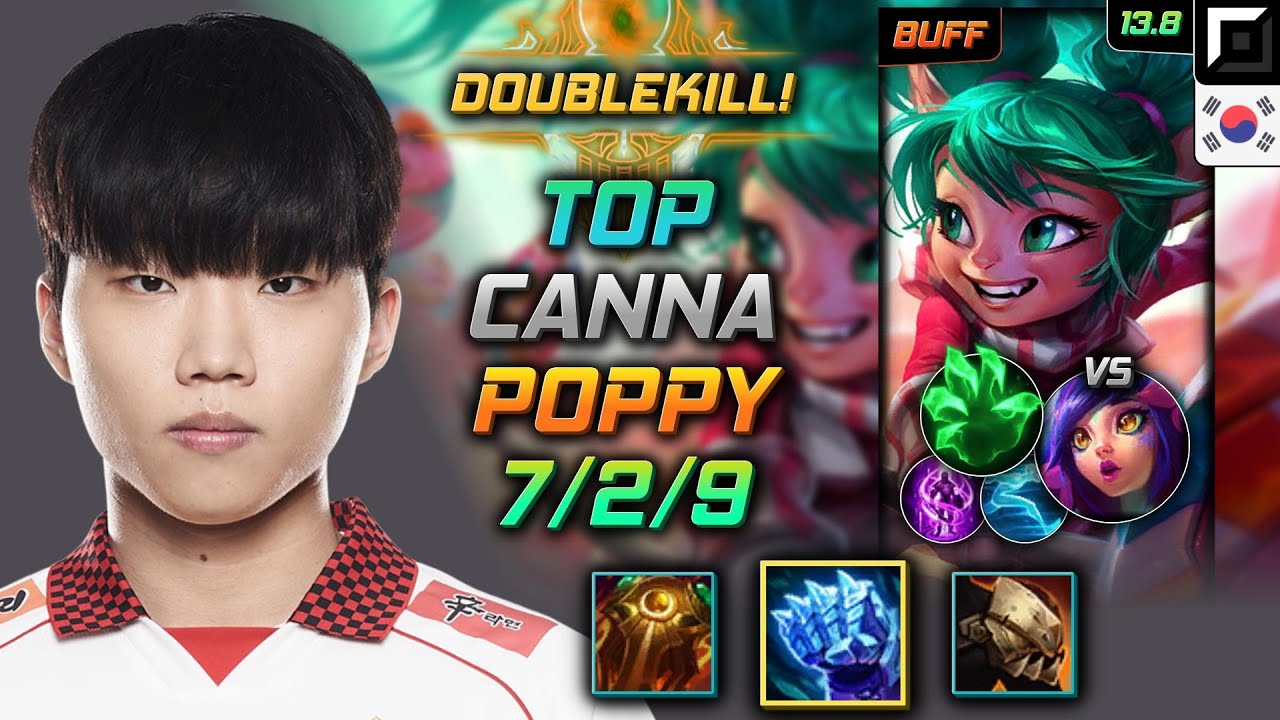 칸나 탑 뽀삐 템트리 룬 얼건 착취 - Canna Poppy Top vs Neeko - 롤 KR 13.8 - YouTube