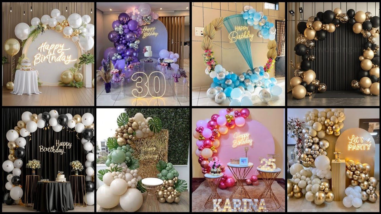 Balloon Theme Stage Decoration | Simple Birthday Decoration at Home ...