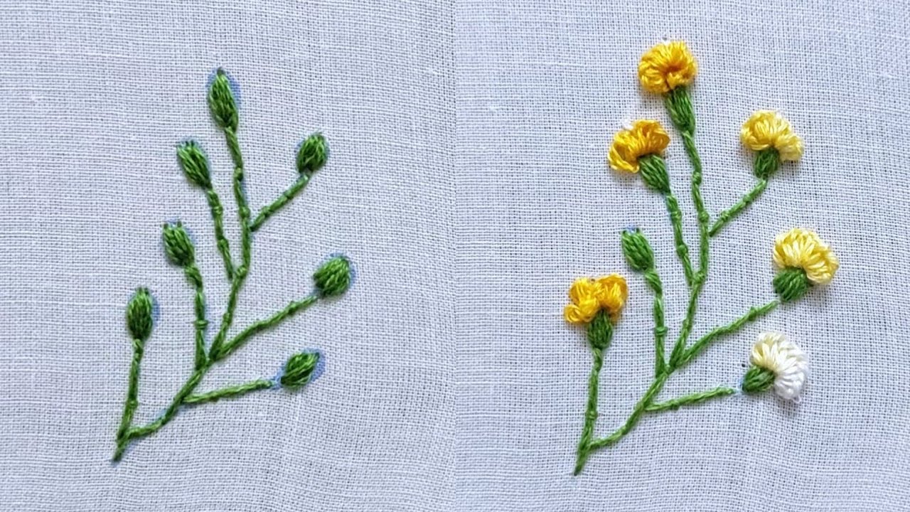 Gorgeous mini marigold flower hand embroidery design | Flower ...
