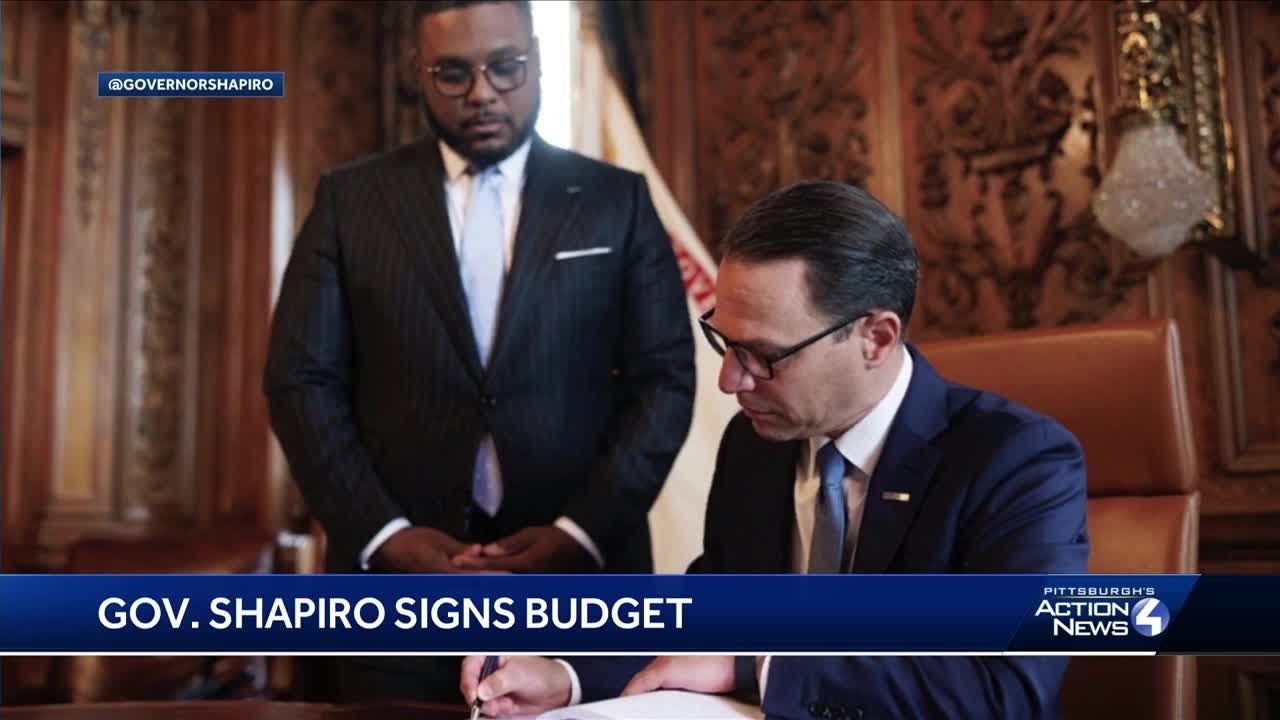 Shapiro signs budget - YouTube