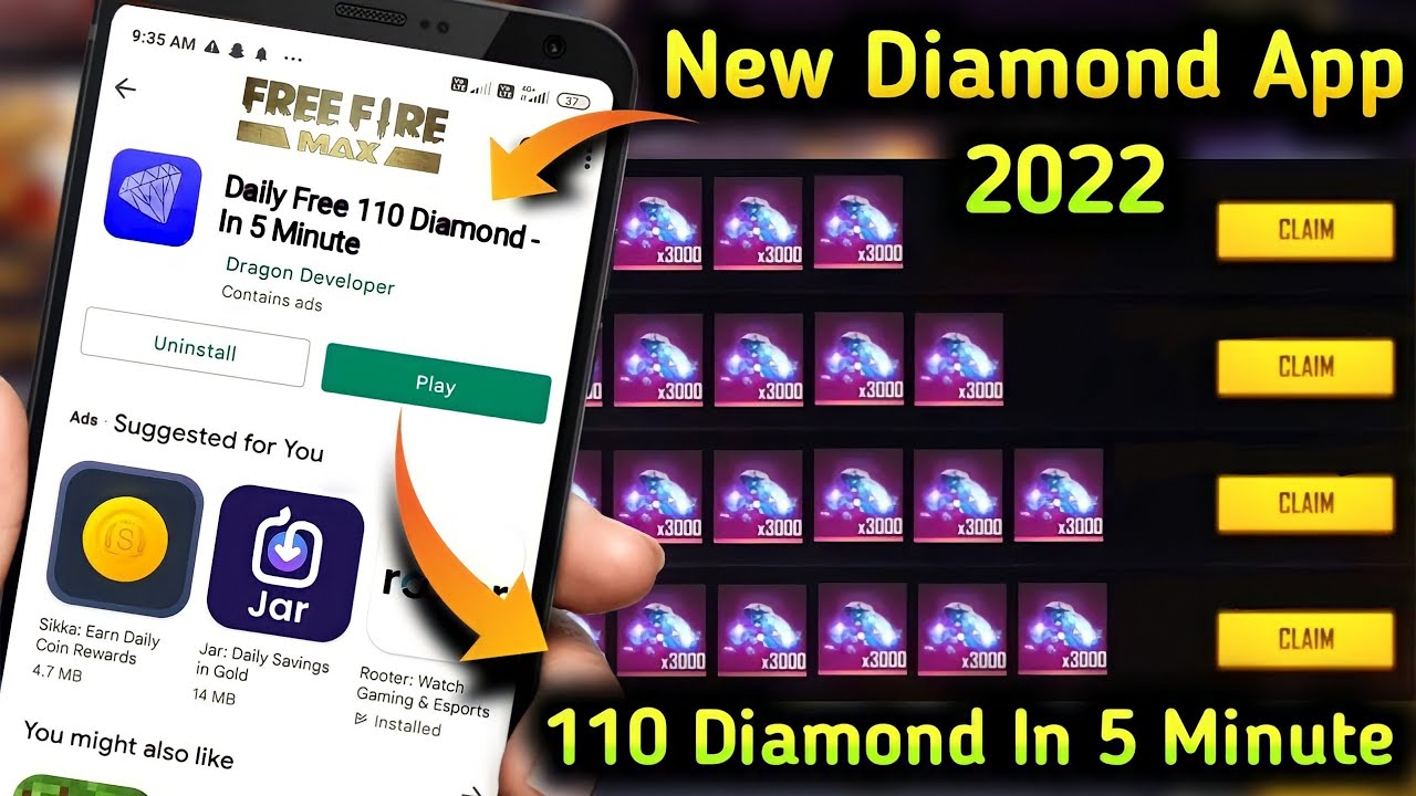 Claim Free 110💎 Daily Bug Trick കിട്ടീ🤩 | How To Get Free Diamonds In ...