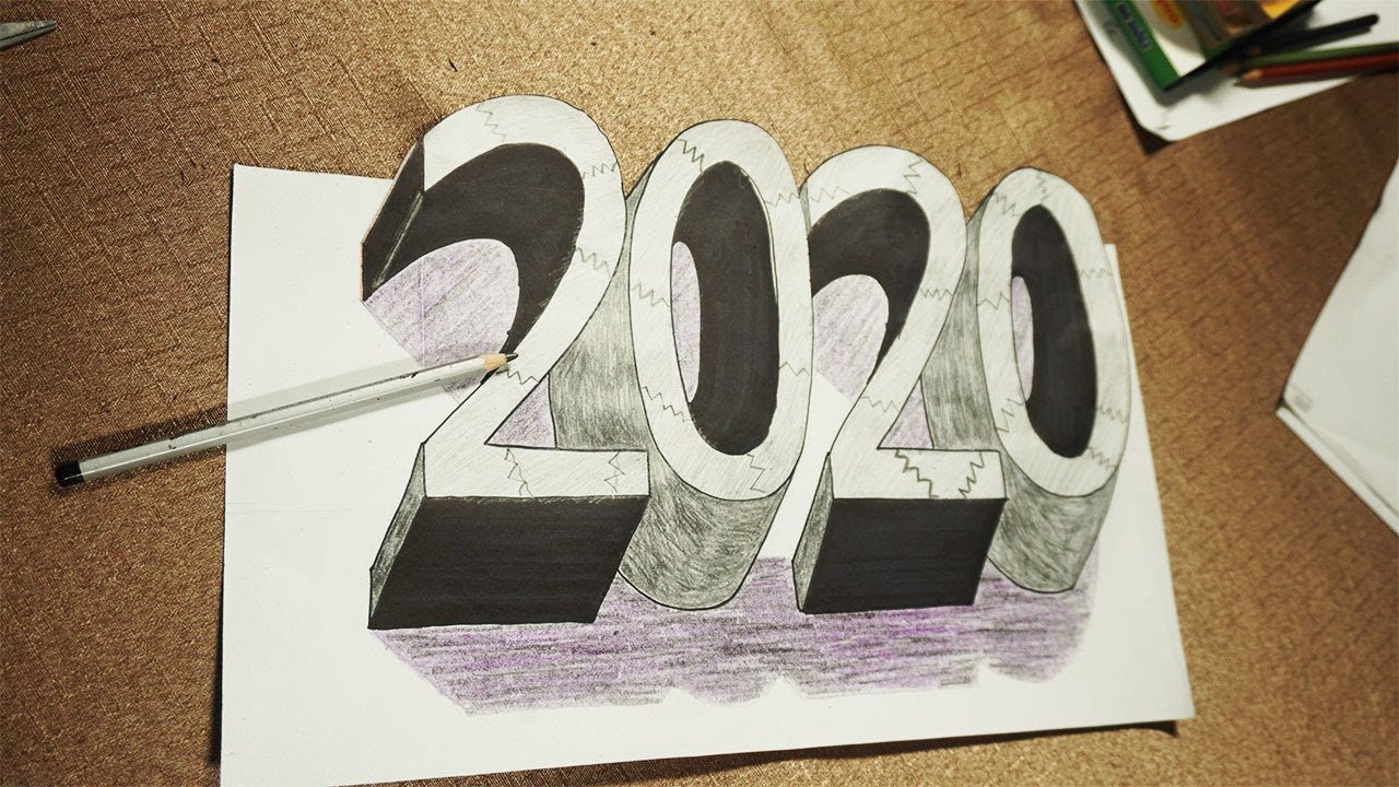 HAPPY NEW YEAR 2020 ! HOW TO DRAW "2020" 3D || LIFE ARTS - YouTube