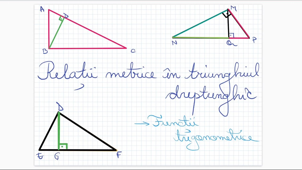 Relatii metrice in triunghiul dreptunghic: Functii trigometrice - YouTube