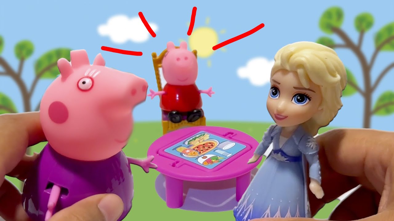 PEPPA y GEORGE van a la casa de la ABUELA CERDITA y conocen a ELSA ...