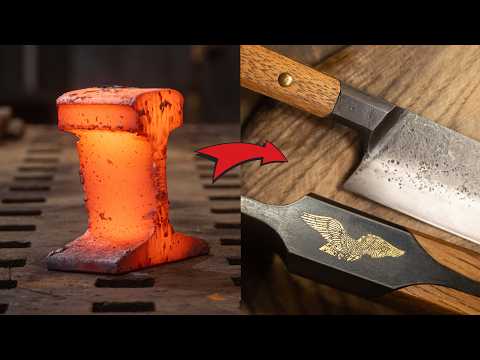 Forging 1900 Train Rail Into a Chef Knife.