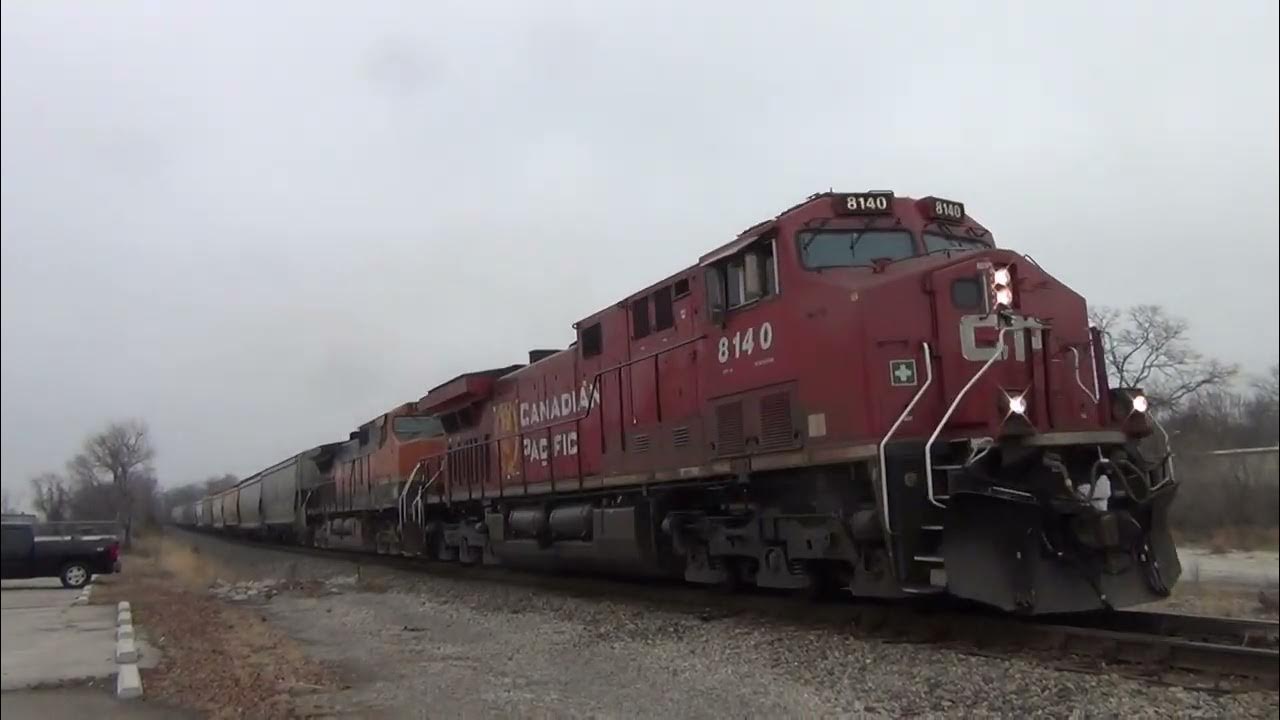CP #8140 Leads SB CPKC Grain Train with BNSF H1 Dash 9 Trailing. Grandview, MO 12/24/24 - YouTube