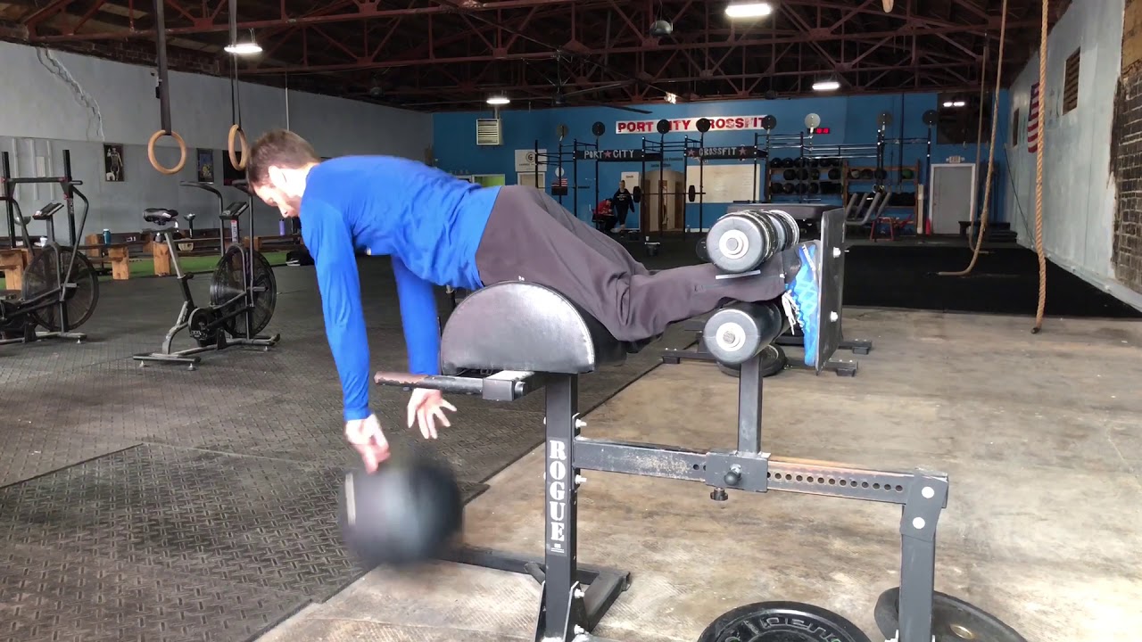 GHD Back Extension with Med Ball Chest Pass - YouTube