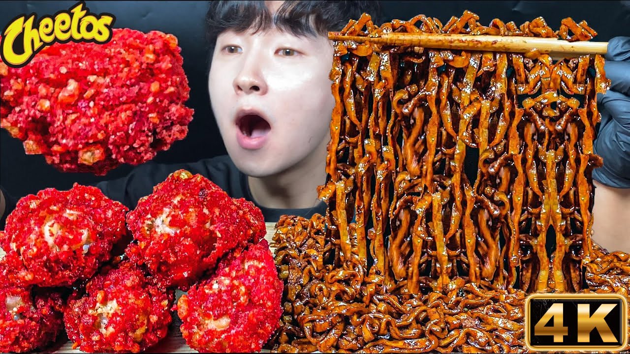 Mukbang ASMR | Cheetos Chicken & Jjapageti 치토스 치킨 & 짜빠게티 - YouTube