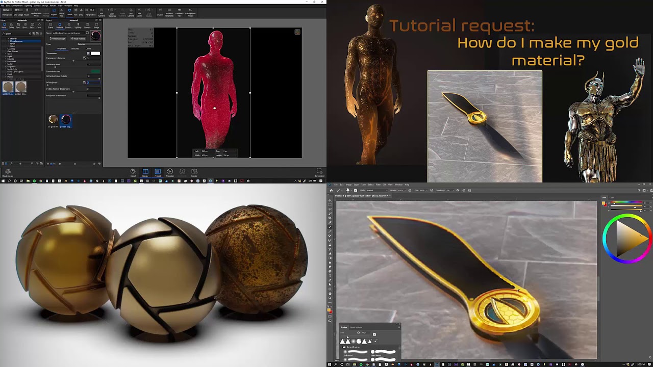 Keyshot golden material trailer - YouTube
