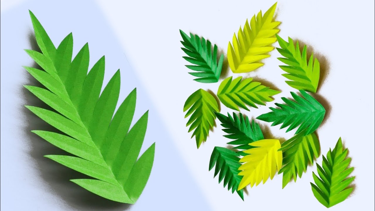 How to make paper leaves easy | paper leaf cutting | paper leaf ...