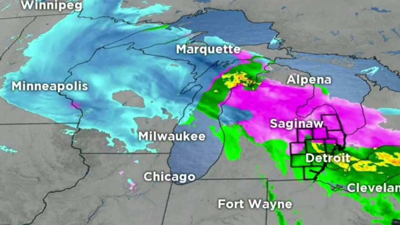 Storm bringing rain, snow to SE Michigan early Thursday - YouTube