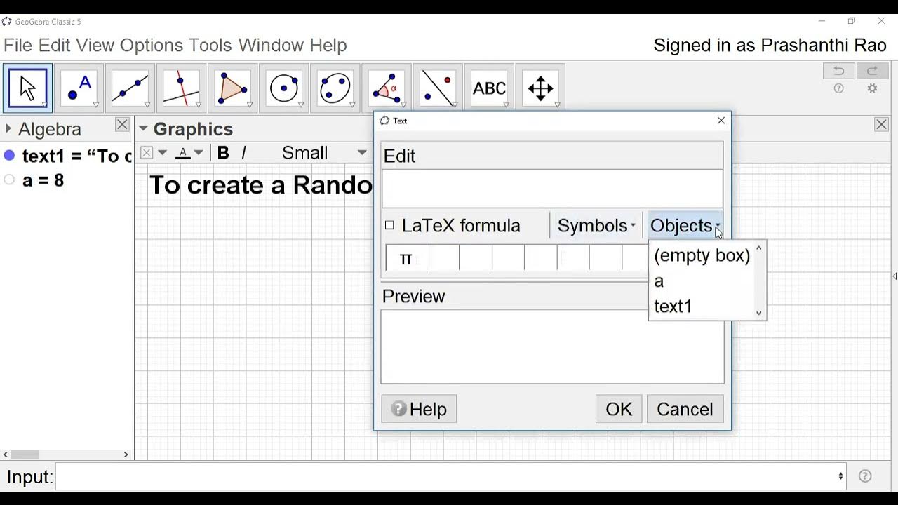 Class-1: How to create, display and update a random number using Geogebra command. - YouTube