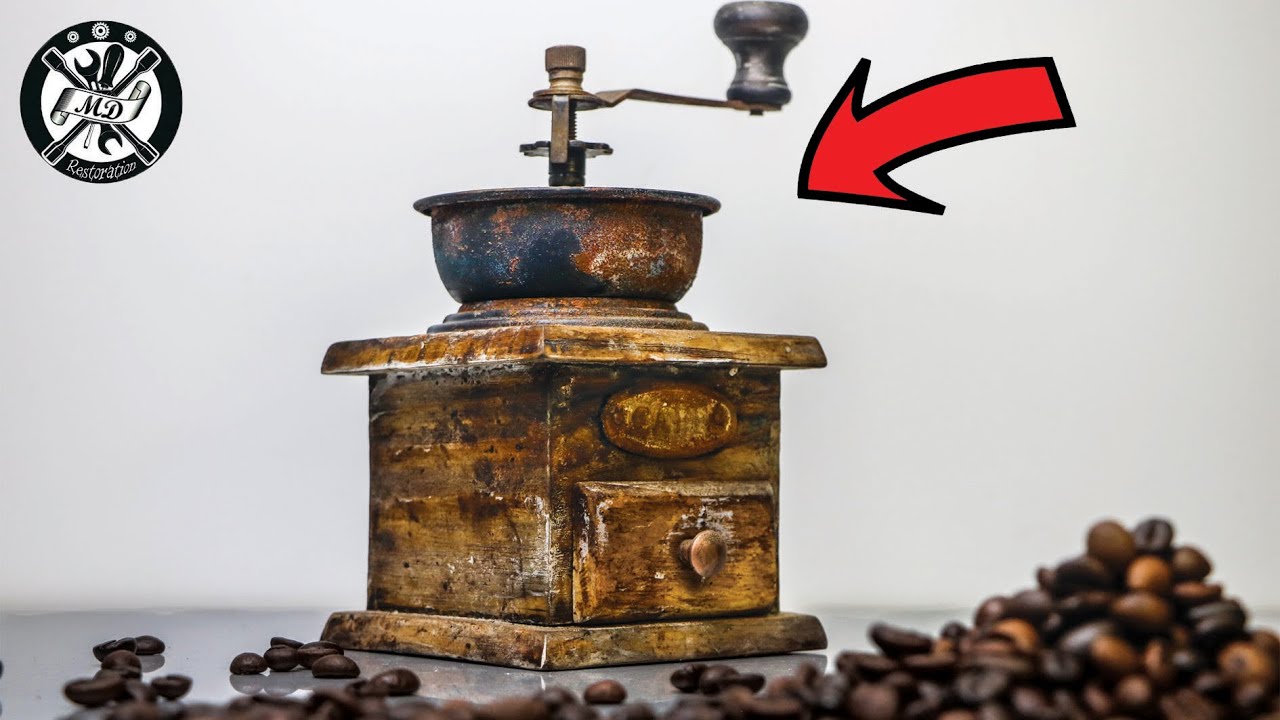 Old rusty coffee grinder - restoration - YouTube