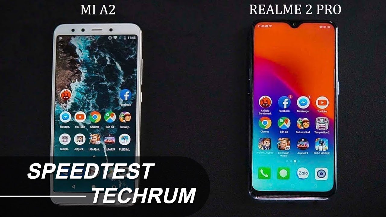 SPEEDTEST REALME 2 PRO VS MI A2 | TECHRUM VN - YouTube
