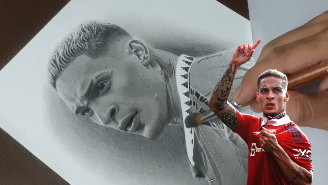 Realistic Drawing Portrait Antony matheus dos santos manchester united ...