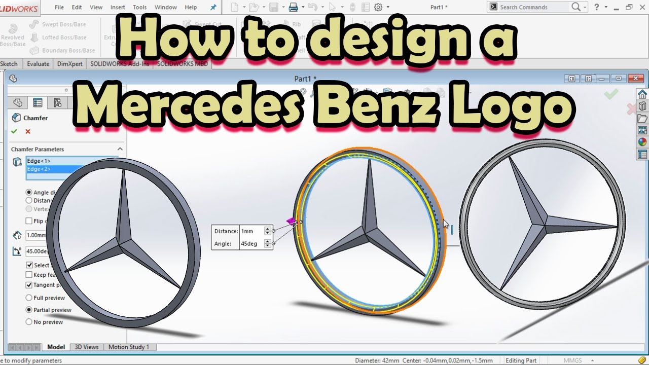 How to design a Mercedes Benz Logo in SolidWorks | For Beginner ...