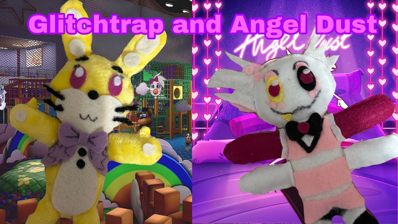 Squeaky Chibi Glitchtrap and Angel Dust Custom Plushies - YouTube