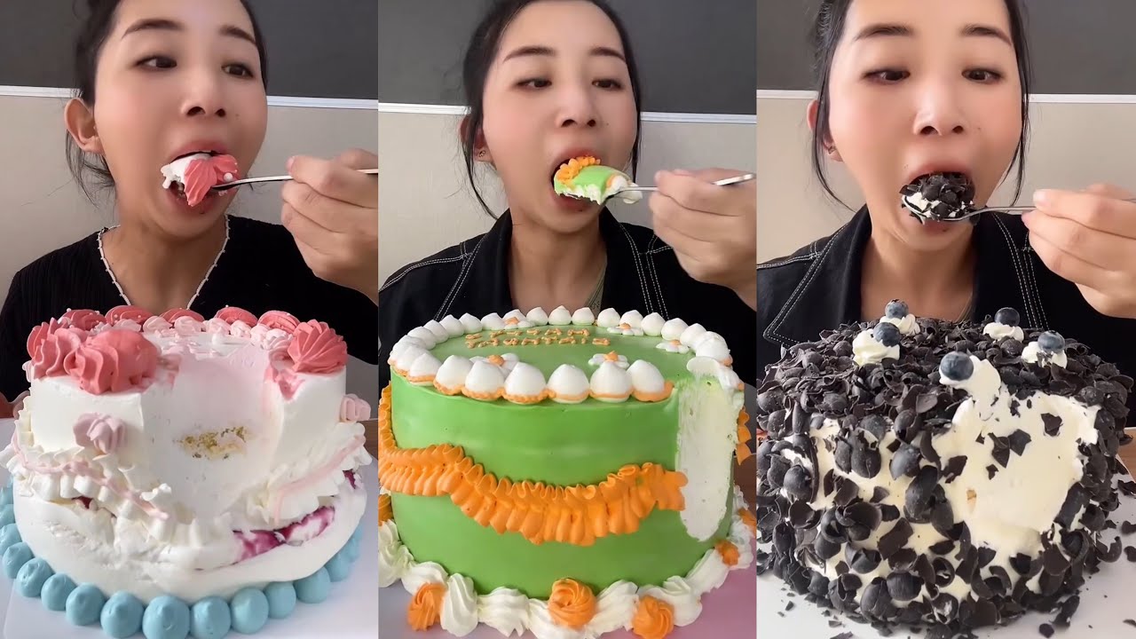 ASMR Eating Most Delicious Creamy Cake 🍰 ( soft chewy sounds ) 크림 케이크 ...