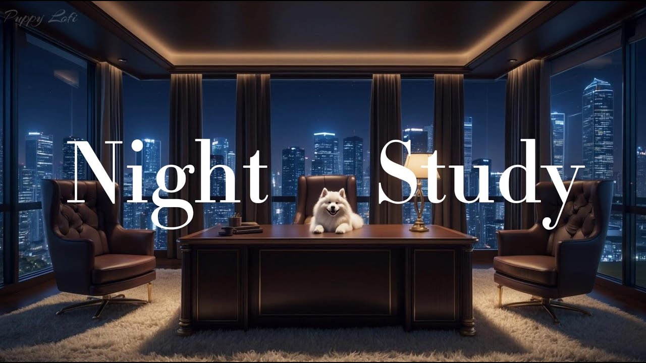 Night Study Session with Samoyed 📚; Relaxing Jazz music to study in the ...
