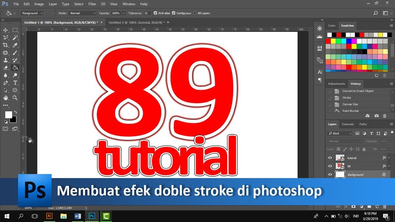 cara mudah membuat tulisan efek doble strok di photoshop | tutorial89 ...