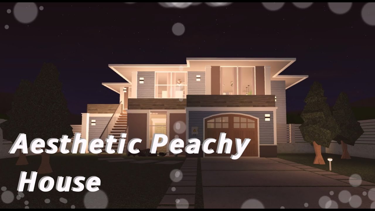 Aesthetic peachy bloxuburg home | Speedbuild - YouTube