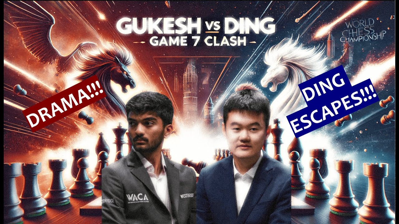 INTENSE!! DING ESCAPES GAME 7 #chess #worldchesschampionship #gukesh # ...