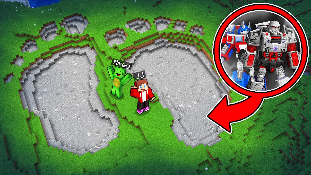 Mikey and JJ Found TRANSFORMERS Footprint in Minecraft (Maizen) - YouTube