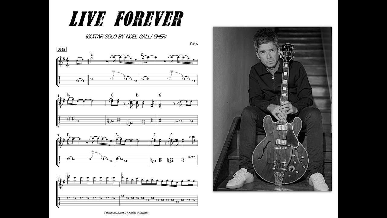 Live Forever guitar solo by Noel Gallagher (440Hz) #oasisband # ...