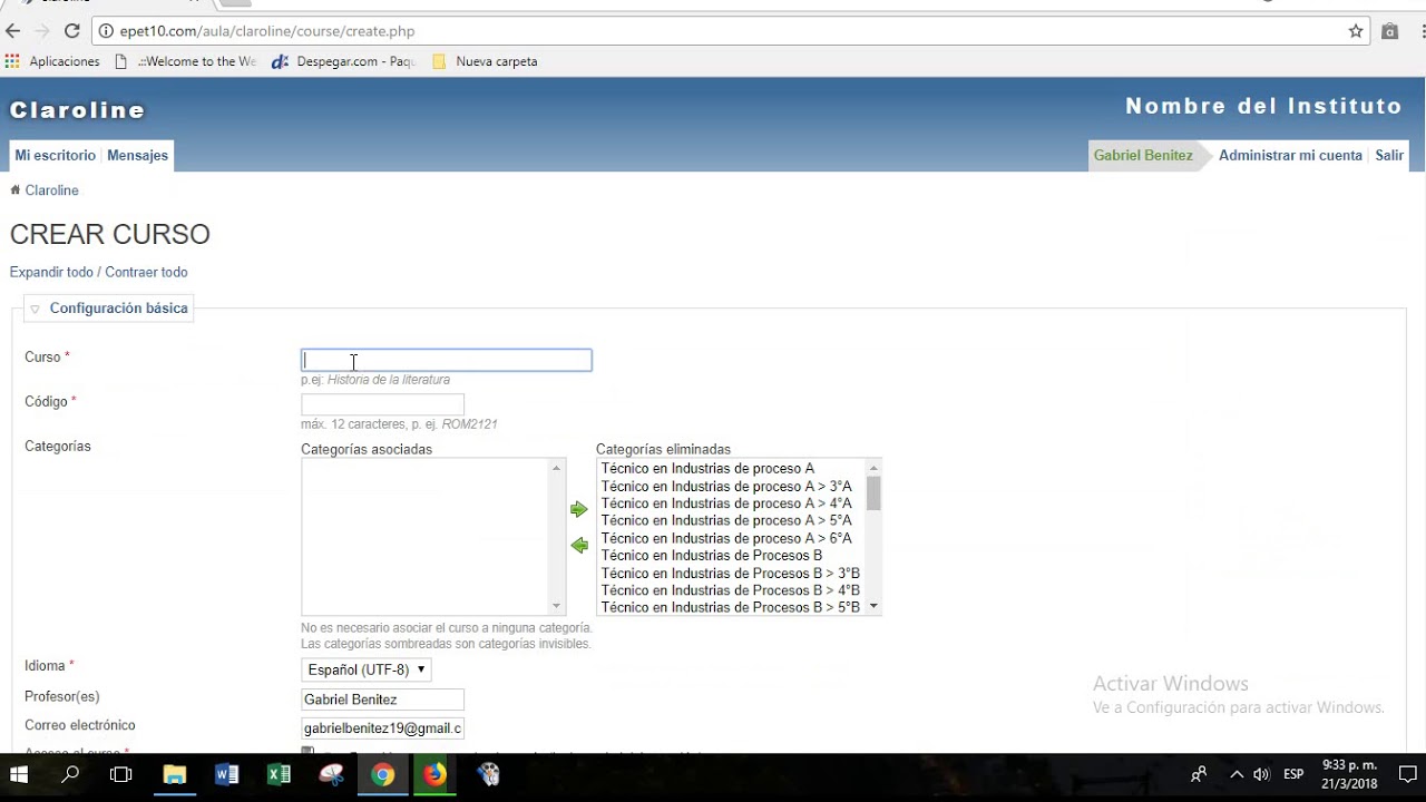 Como crear un curso en claroline - YouTube