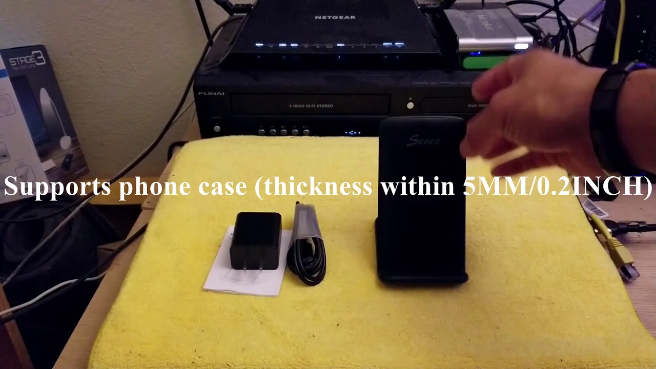 Seneo Qi Certified 10W Fast Wireless Charger Stand Unboxing & Initial ...