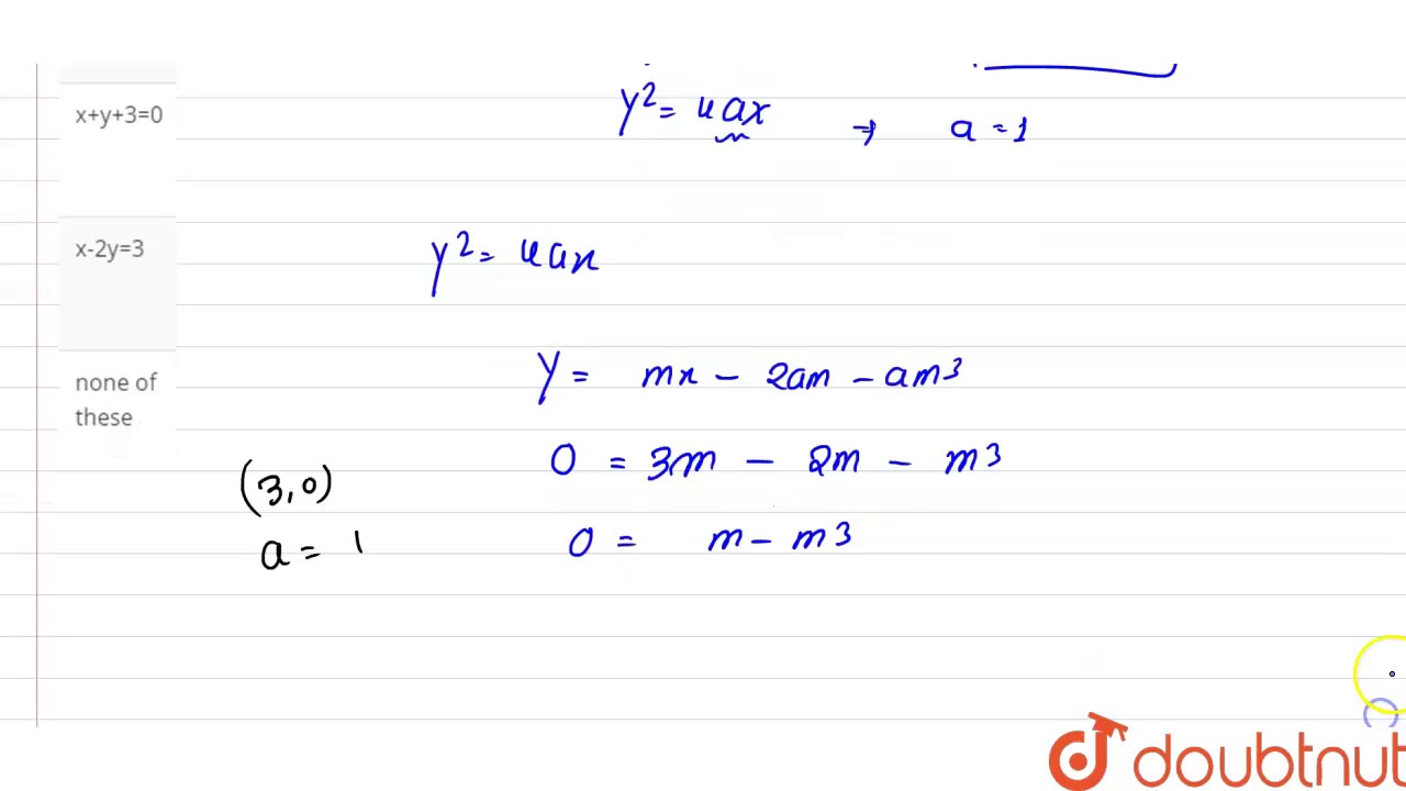 Equation of normal to the parabola `y^(2)=4x` which passes through (3 ...