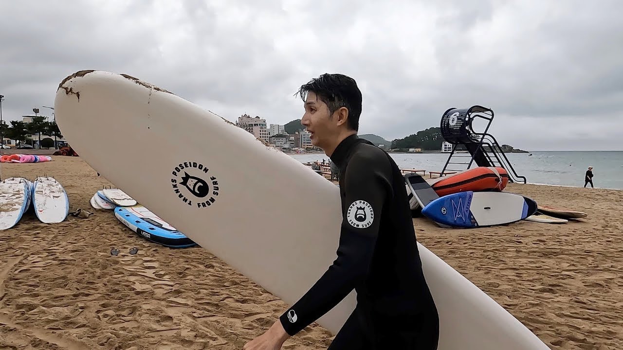 Surfing Songeong Beach Busan Korea - YouTube