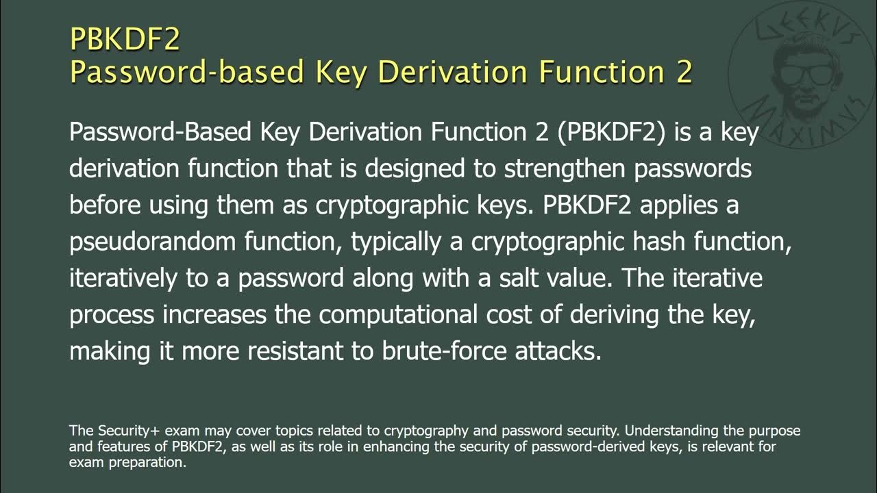 Pbkdf2 Password Based Key Derivation Function 2 Youtube