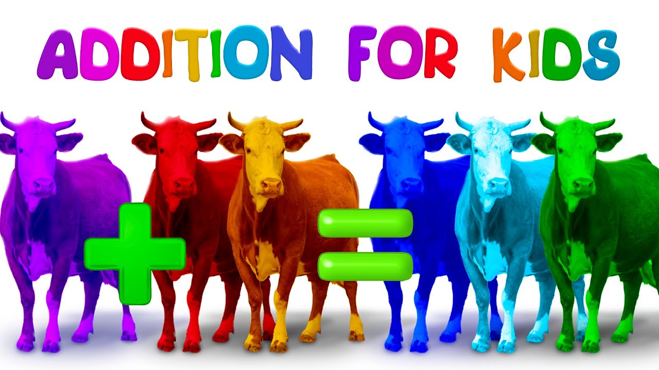 Learn to add Numbers and Colorful Cows Educational video for children ...