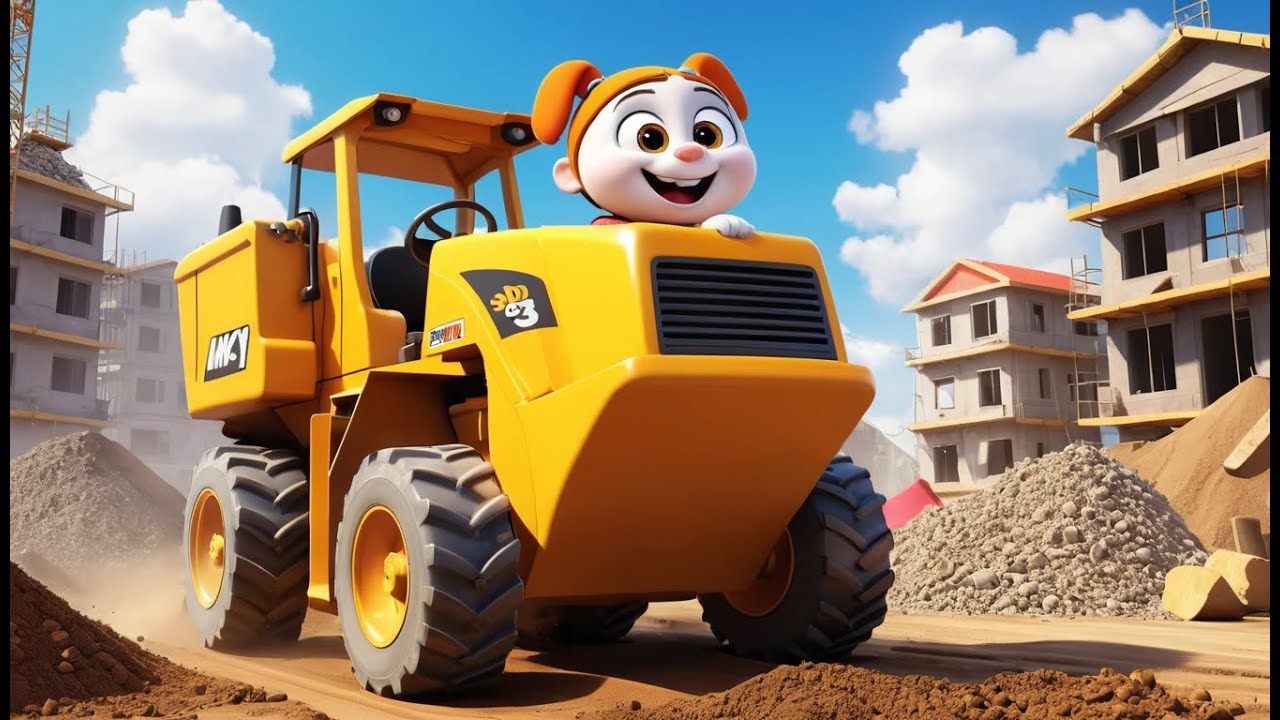 Bulldozer at the Building Site | Construction Rhyme for Kids | Push ...