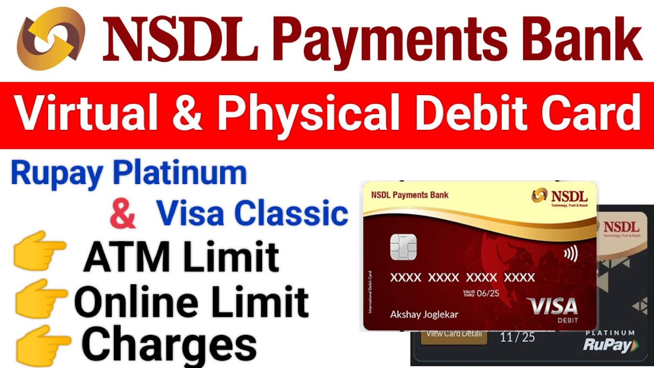 NSDL payment bank debit card limit & charges | NSDL payment bank atm ...