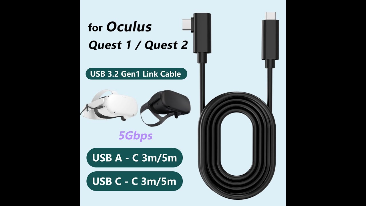 5M Type C Cable for Oculus Quest 2 Link Cable USB 3.2 Gen1 - YouTube